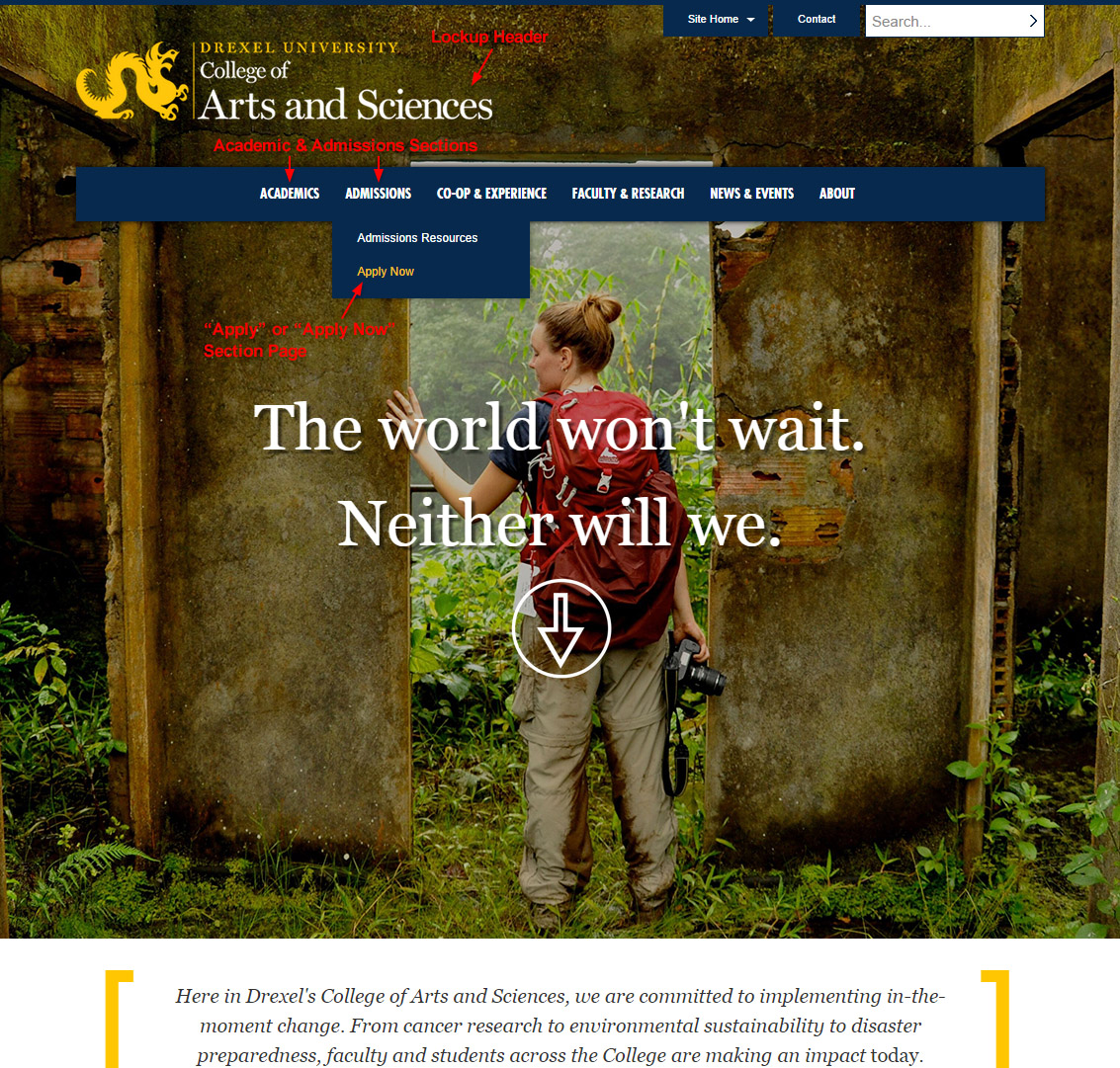 Academic Website Design Standards | Sitecore CMS Support | Drexel University